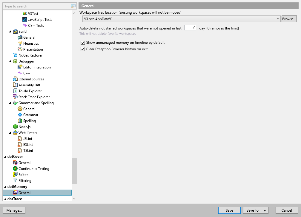dotMemory Options in Visual Studio | dotMemory Documentation