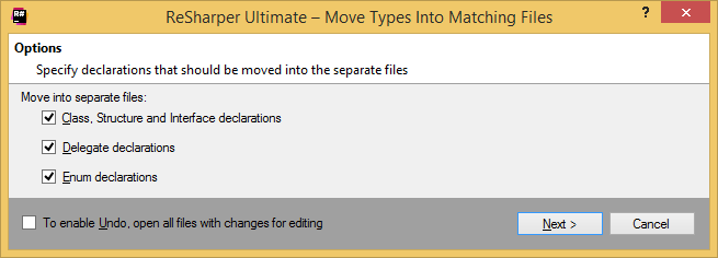 Move Types into Matching Files | ReSharper Documentation