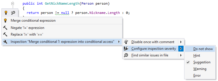 Get assistance in migrating to new C# features | ReSharper Documentation