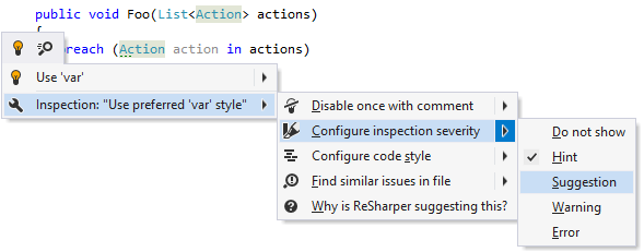 Configure code inspection settings | ReSharper Documentation