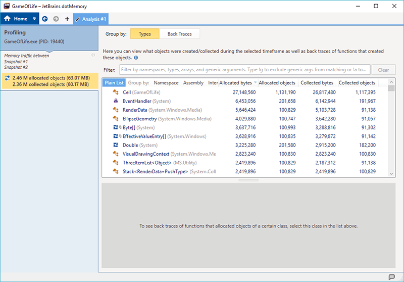 Optimize Memory Traffic | dotMemory Documentation