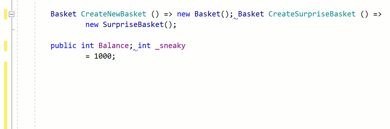Code inspection: Incorrect line breaks (multiple type members on one ...