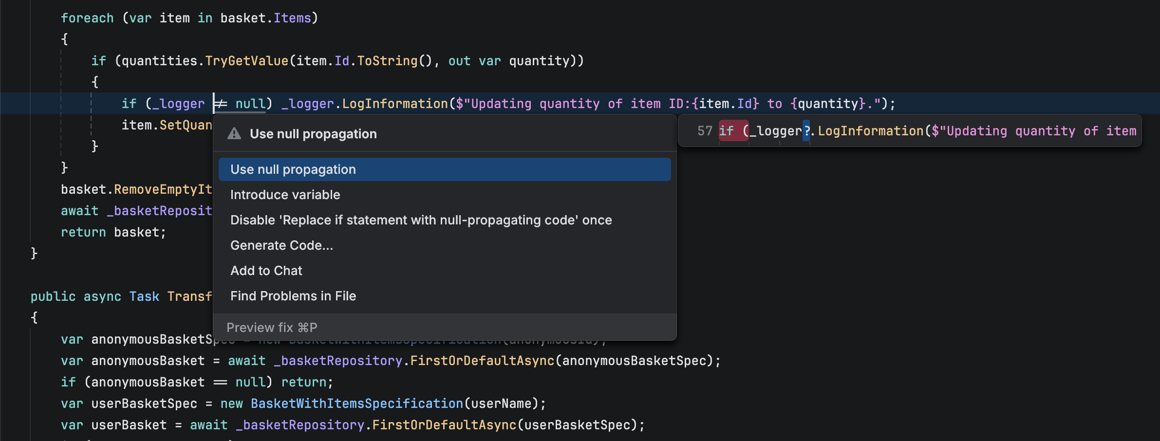 Inspect and fix code | ReSharper for Visual Studio Code Documentation