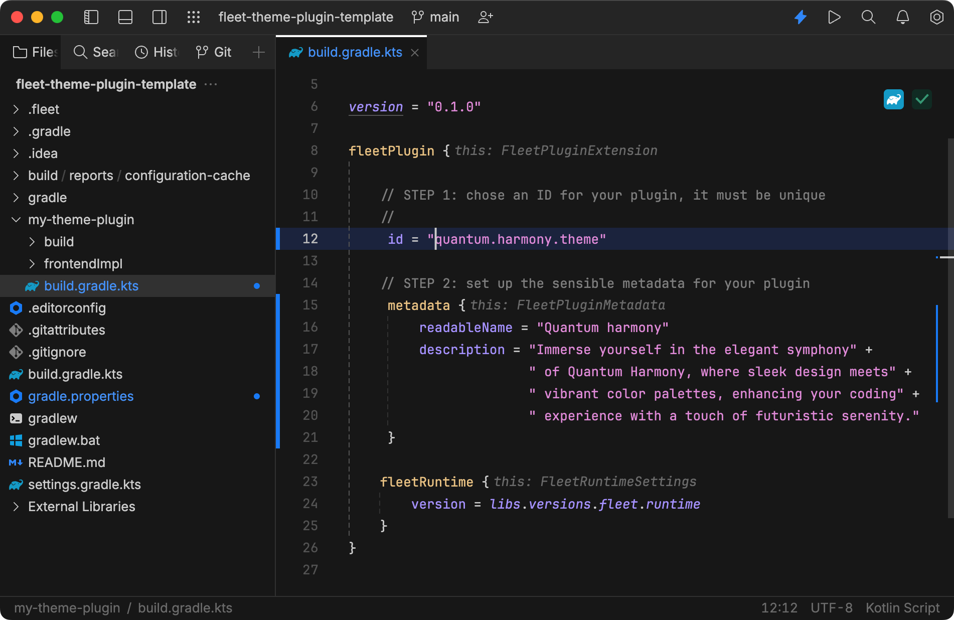 Quick start guide: building a theme plugin in Fleet | JetBrains Fleet Documentation