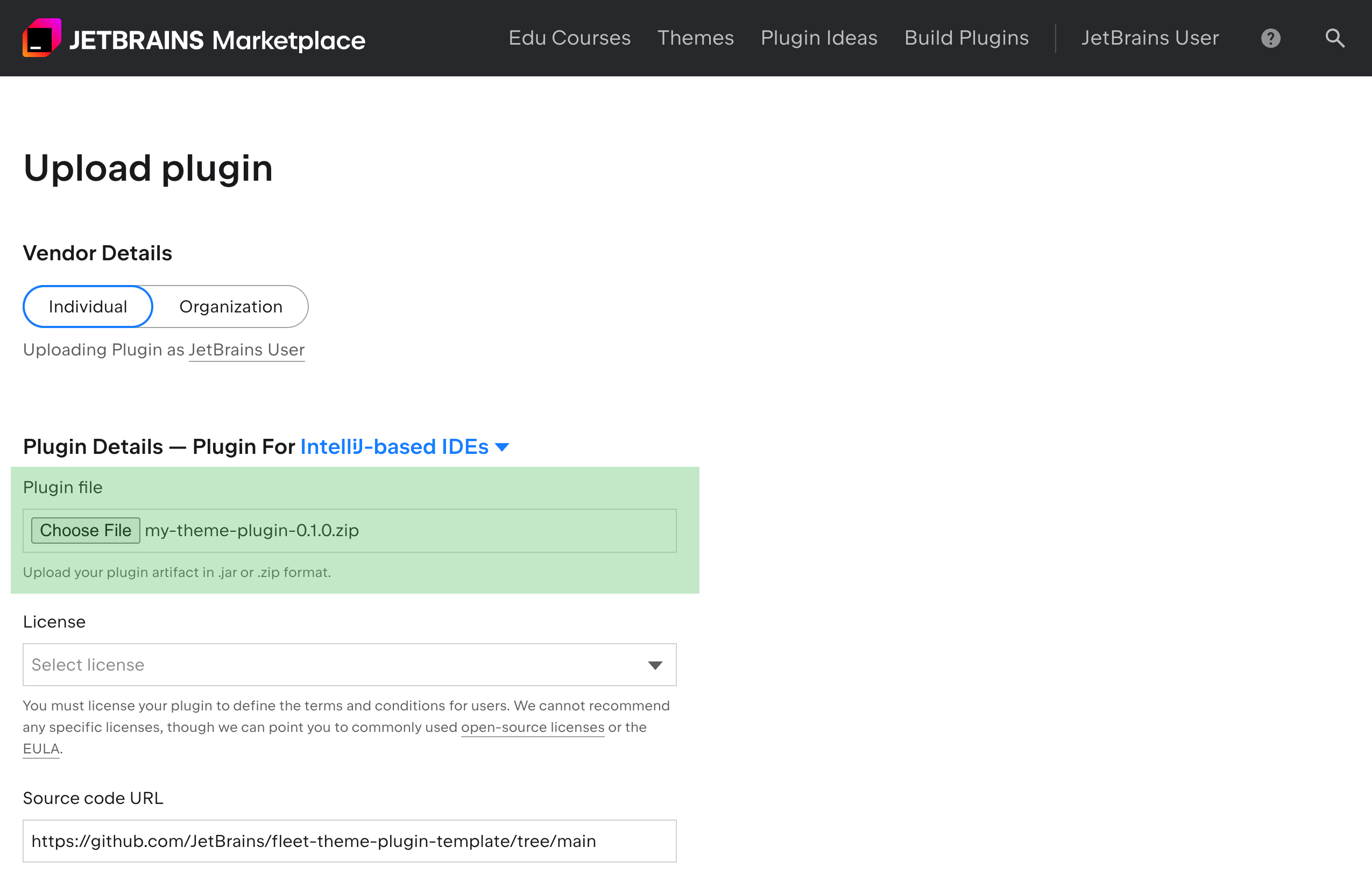 Quick start guide: building a theme plugin in Fleet | JetBrains Fleet Documentation