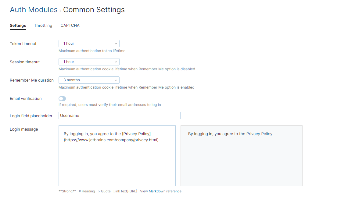 Common Settings for Auth Modules | Hub Documentation