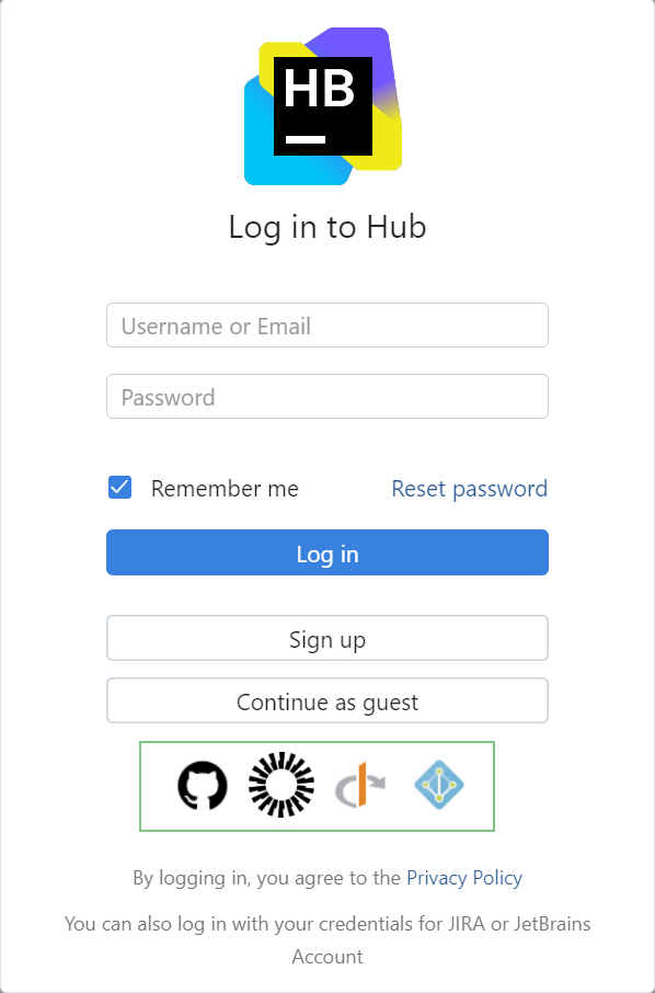 Logging in to Hub | Hub Documentation