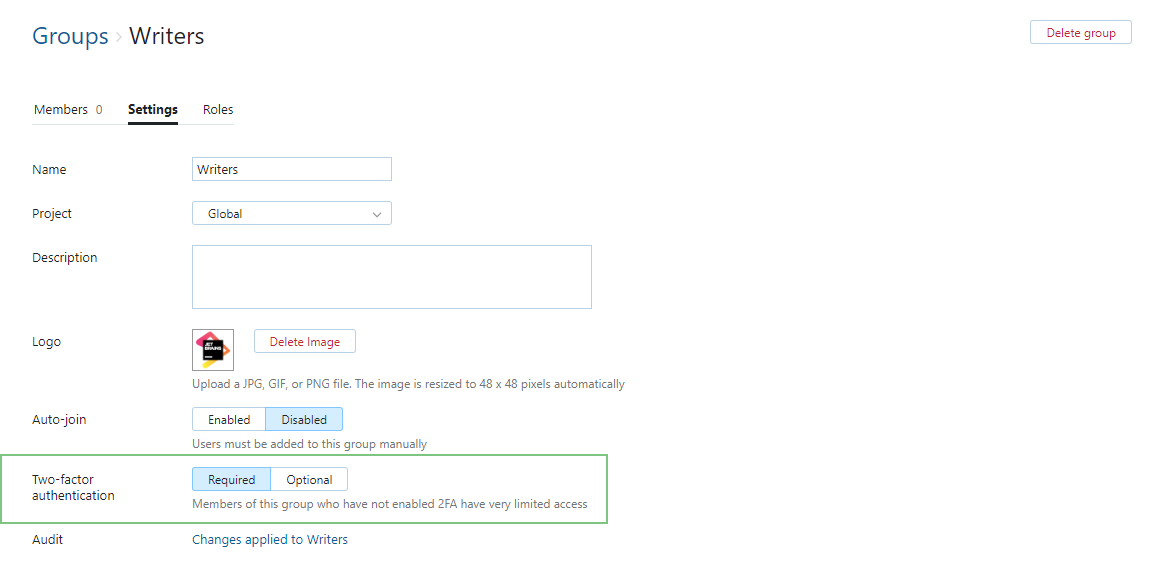 Require Two-factor Authentication | Hub Documentation
