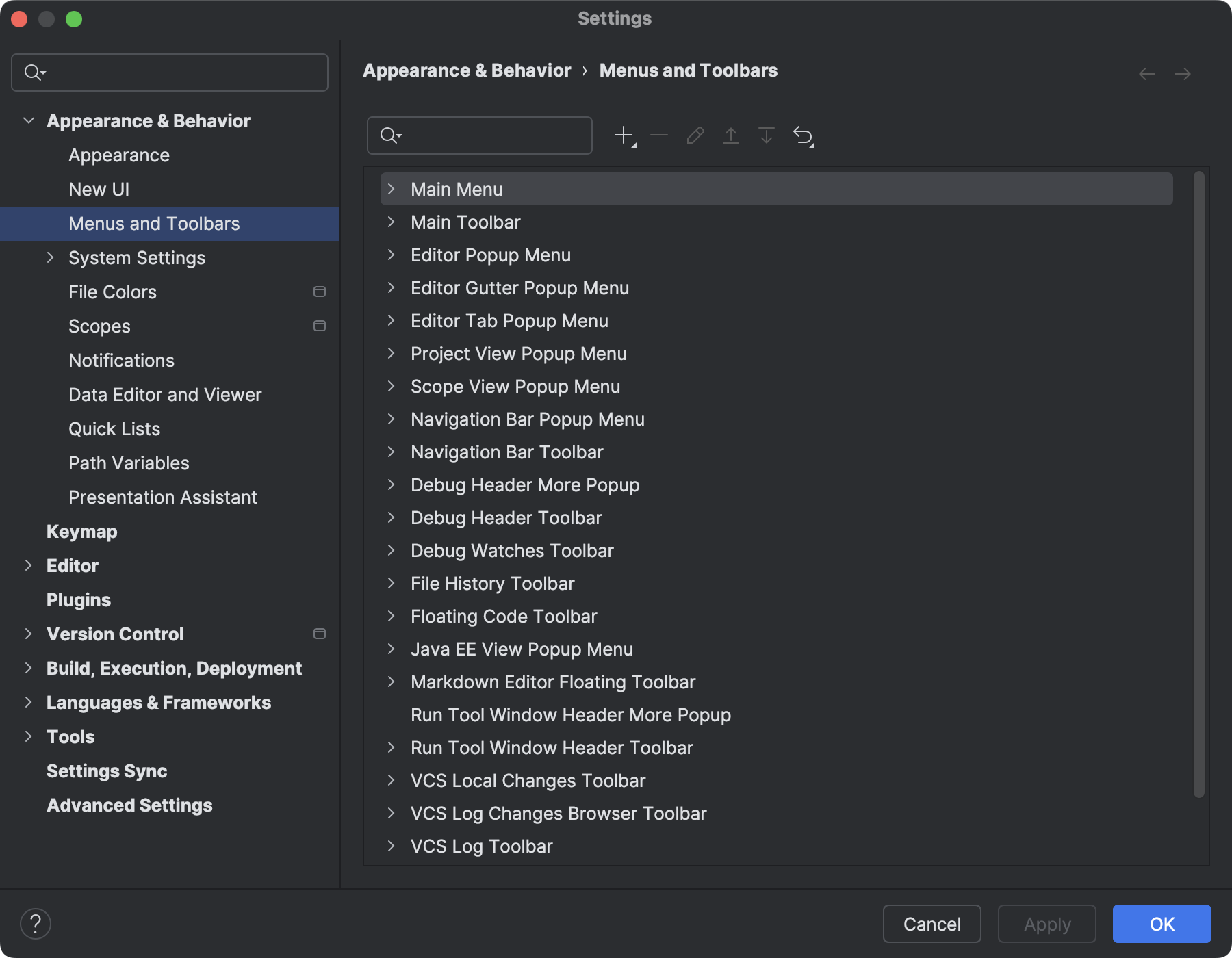 Menus and Toolbars | IntelliJ IDEA Documentation