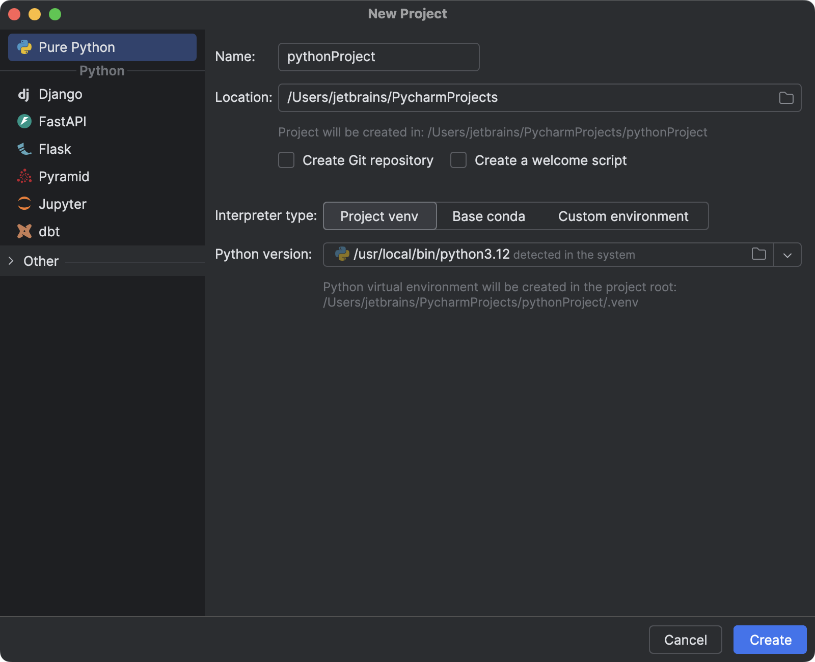 Create and run your first project | PyCharm Documentation