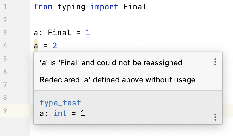 Type hinting in PyCharm | PyCharm Documentation