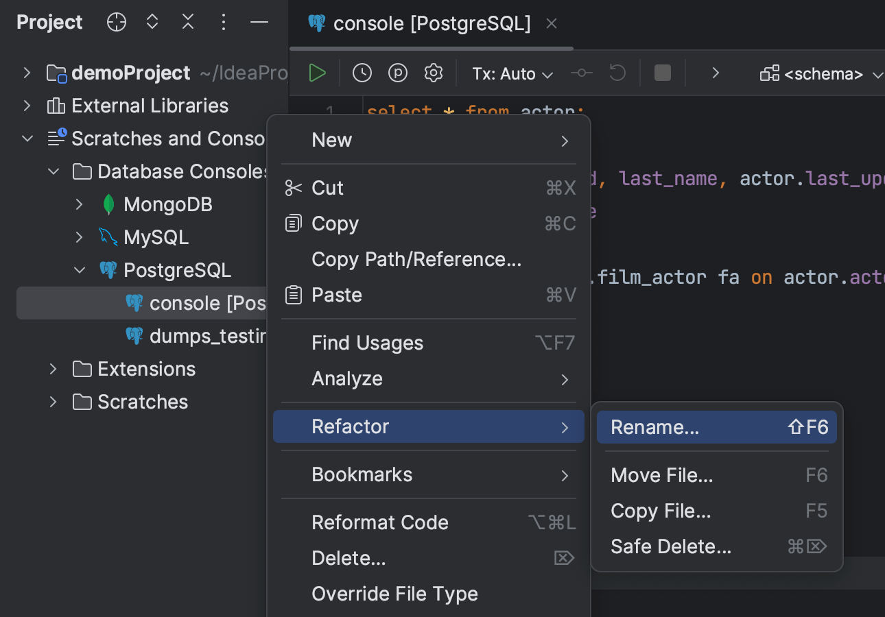 Query consoles | IntelliJ IDEA Documentation
