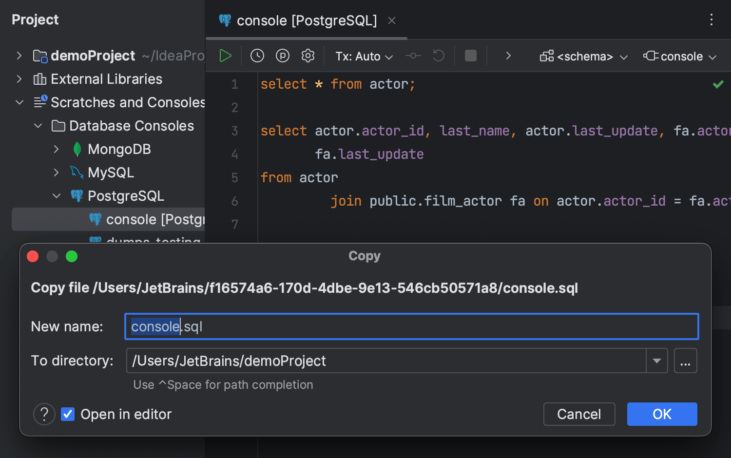 Query consoles | IntelliJ IDEA Documentation
