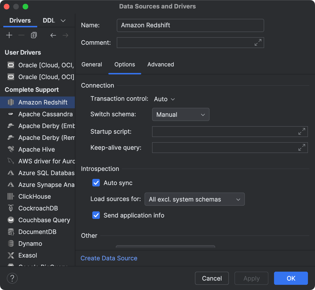 Data Sources and Drivers dialog | DataGrip Documentation