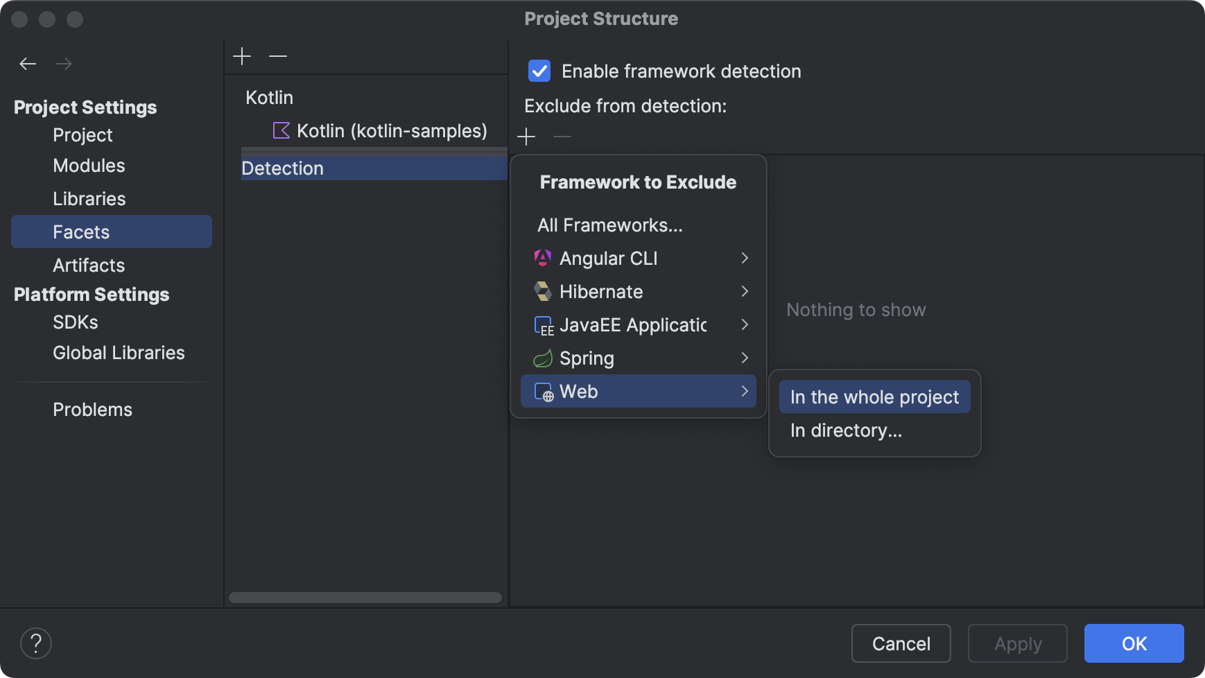 Add frameworks (facets) | IntelliJ IDEA Documentation