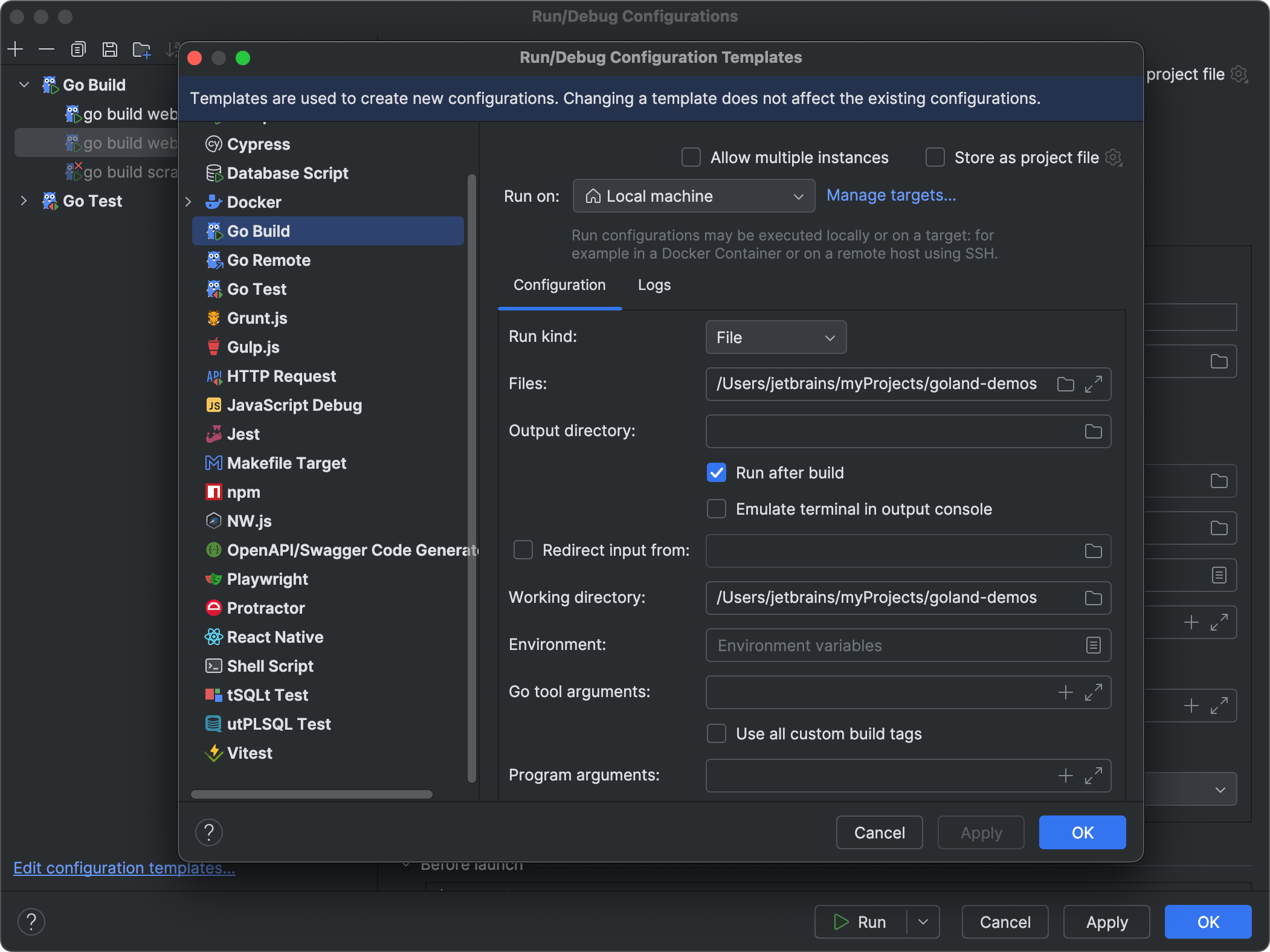 Run/debug configurations | GoLand Documentation