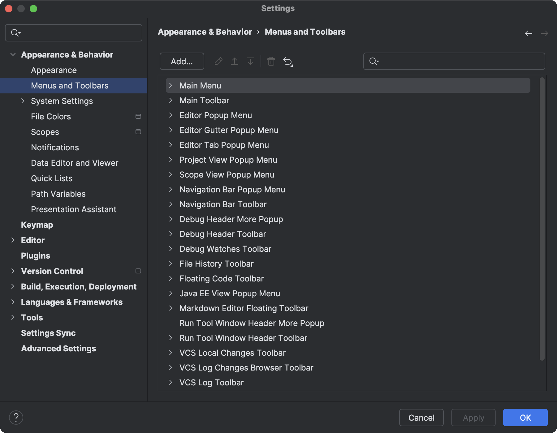 Menus and Toolbars | IntelliJ IDEA Documentation
