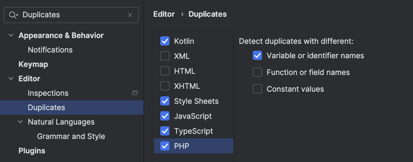 Analyze duplicates | PhpStorm Documentation