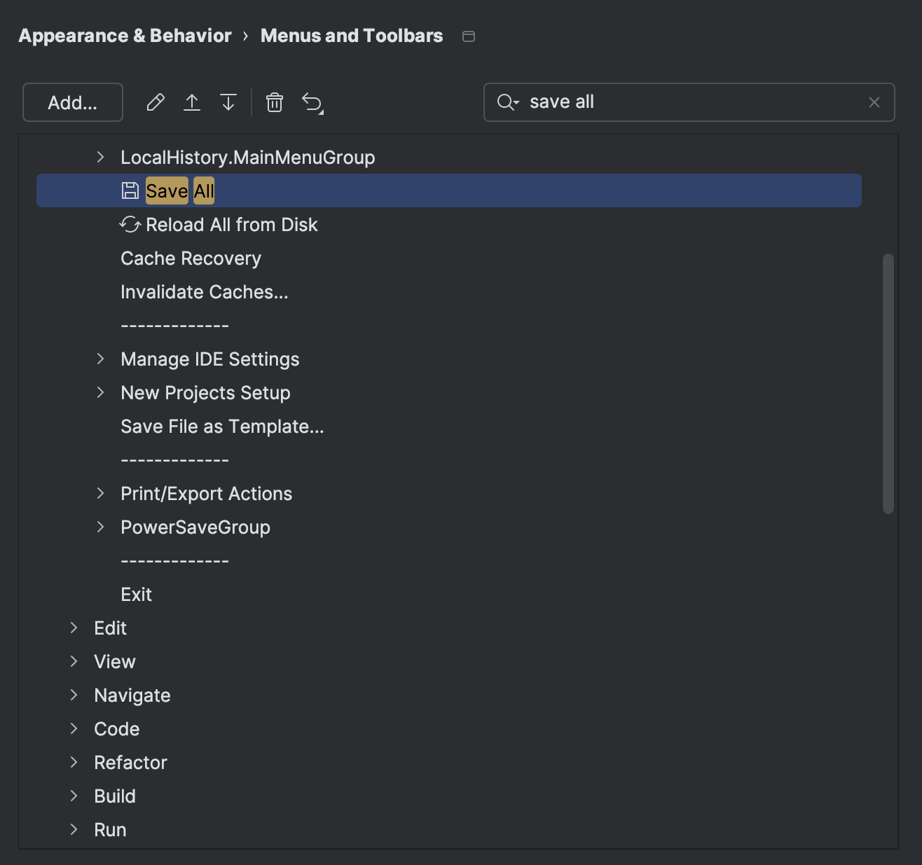 Menus and toolbars | IntelliJ IDEA Documentation