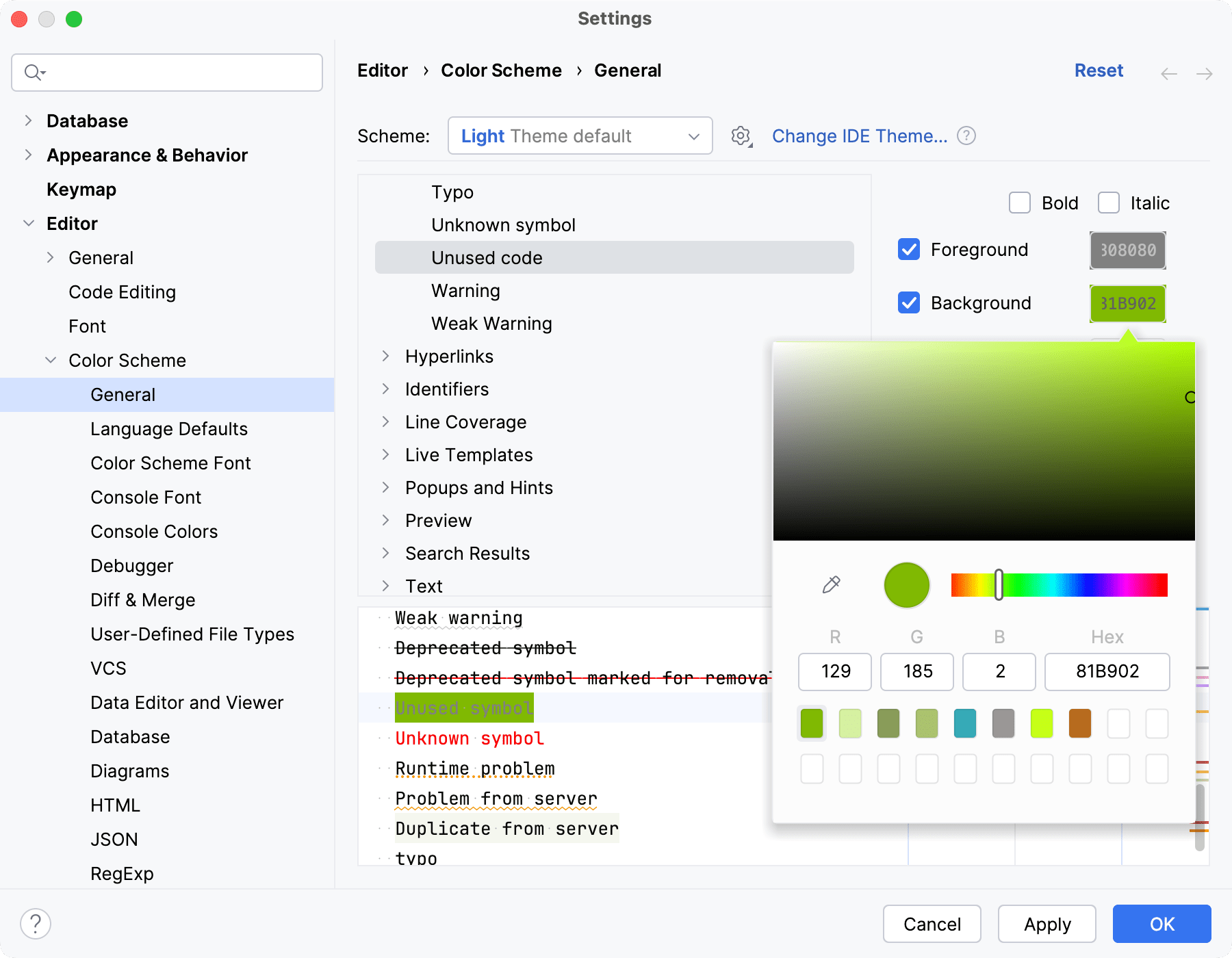 Colors and fonts | DataGrip Documentation