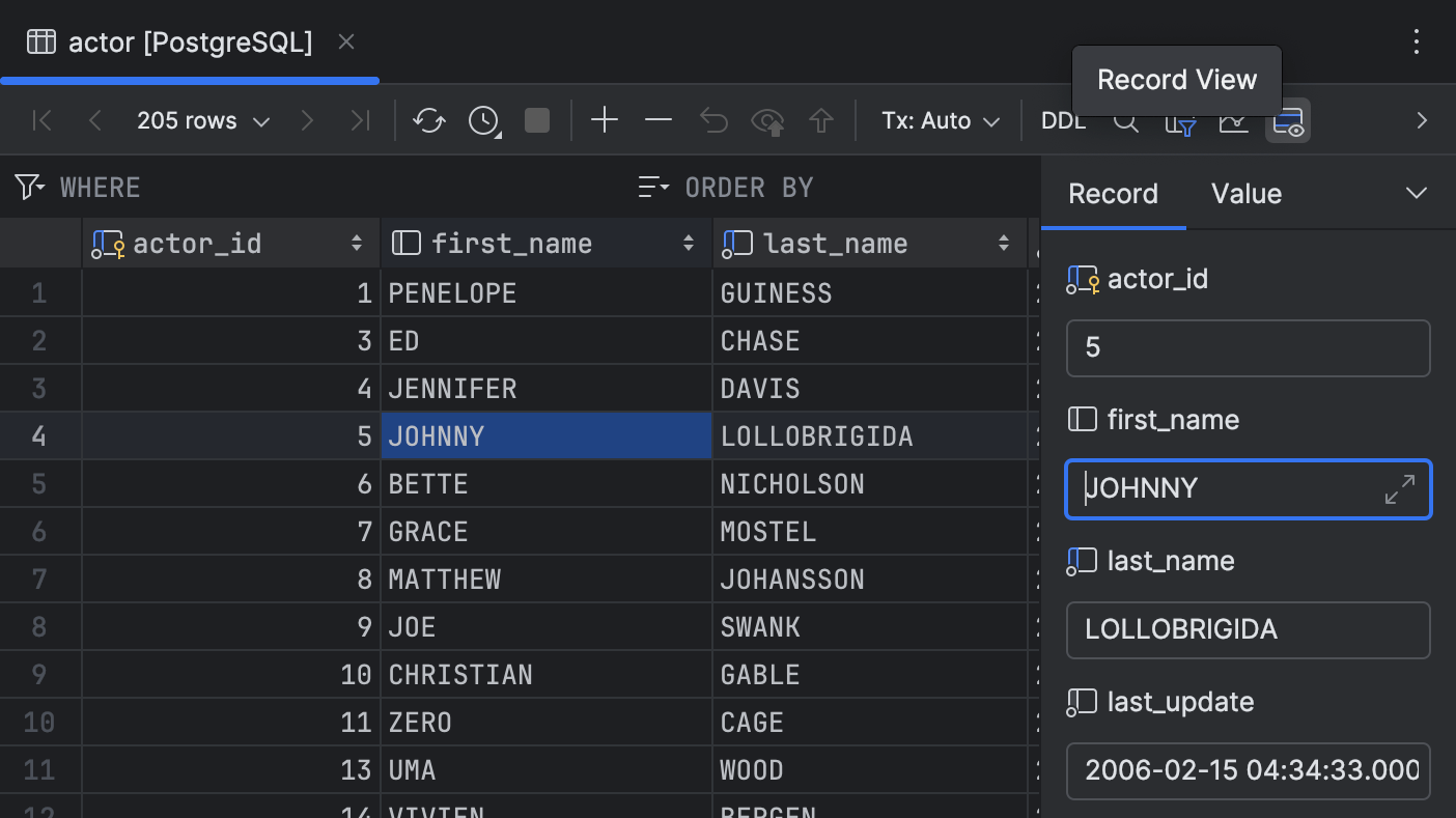 View data | DataGrip Documentation