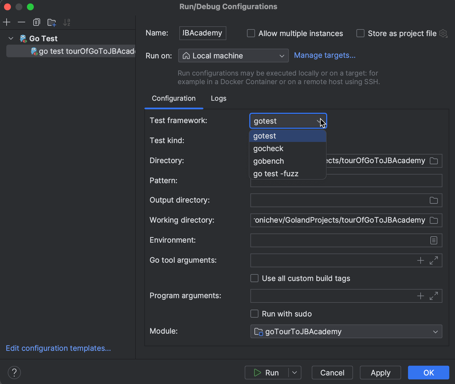 Run/debug configurations | GoLand Documentation