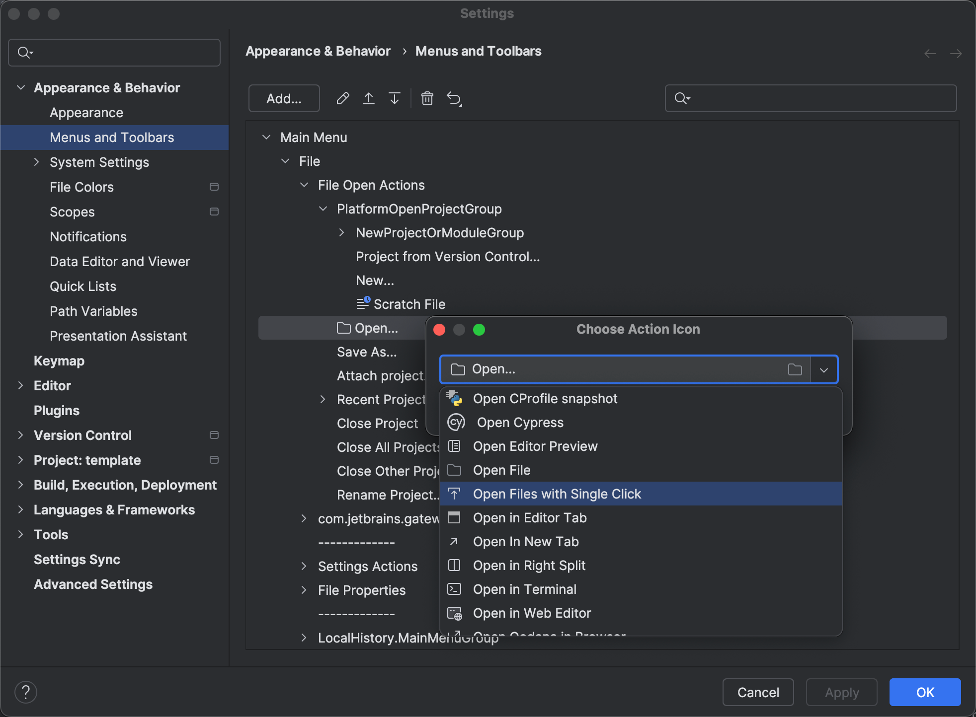 Menus and toolbars | PyCharm Documentation