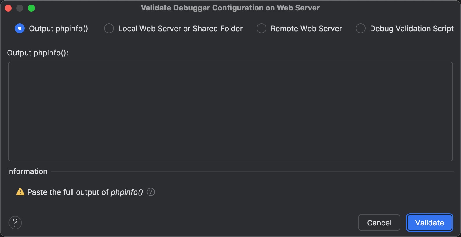 Validate the configuration of a debugging engine | PhpStorm Documentation