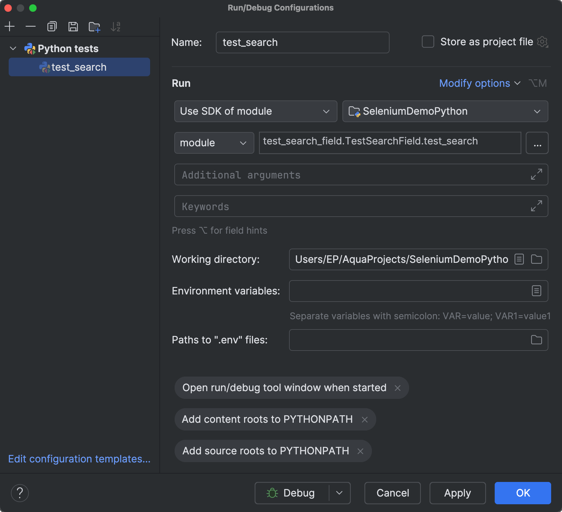 Selenium | PyCharm 文档