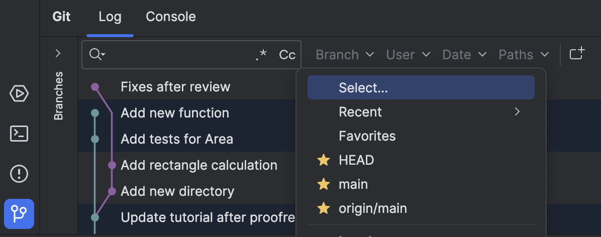 Manage Git branches | IntelliJ IDEA Documentation