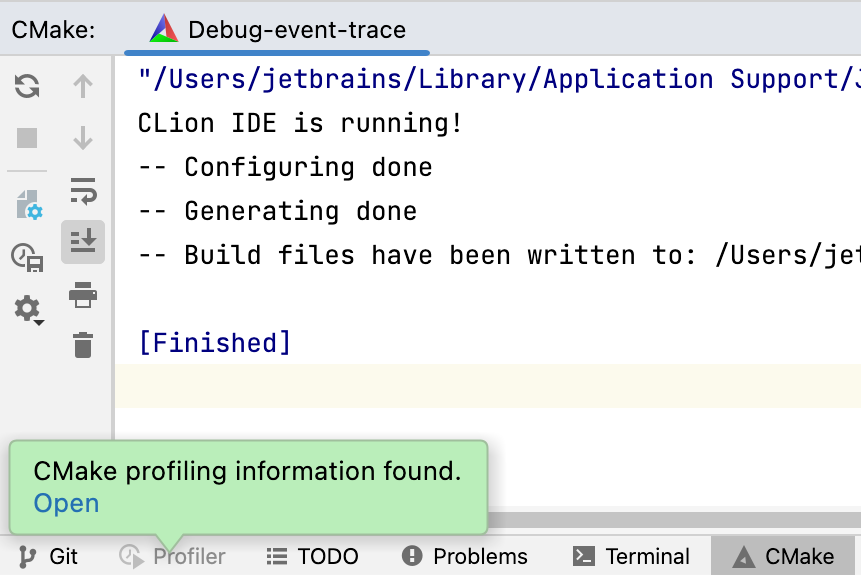 CMake profiling | CLion Documentation