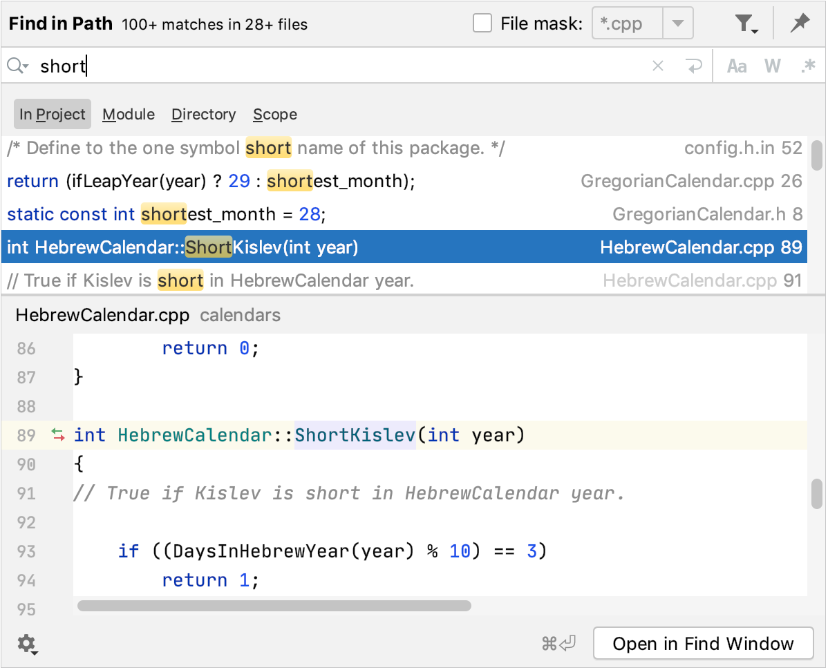 Find and replace in project | CLion Documentation