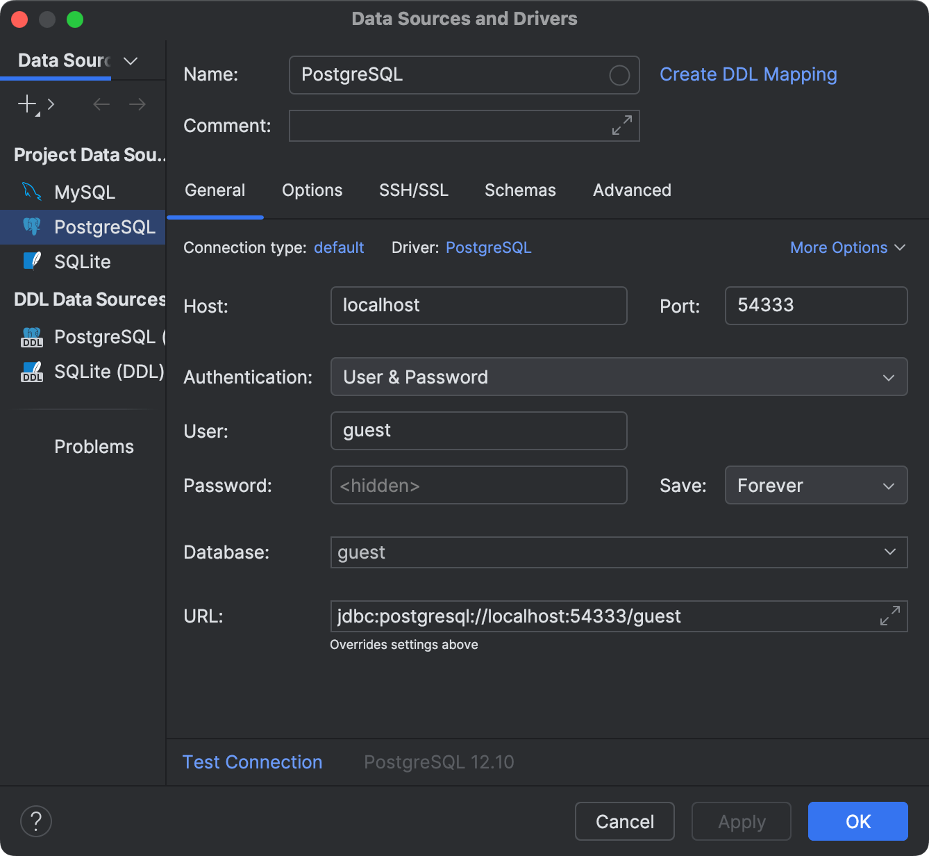 Data Sources and Drivers dialog | IntelliJ IDEA Documentation