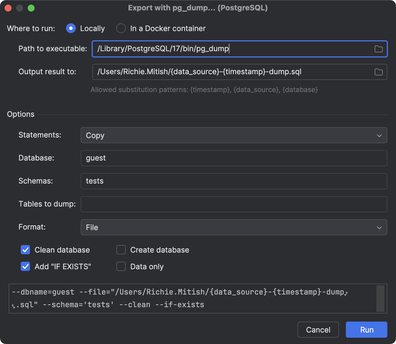 Export | DataGrip Documentation