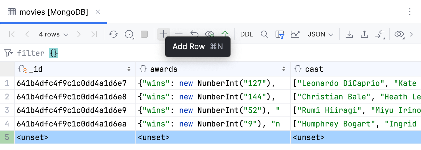 Editing data in MongoDB | RustRover Documentation