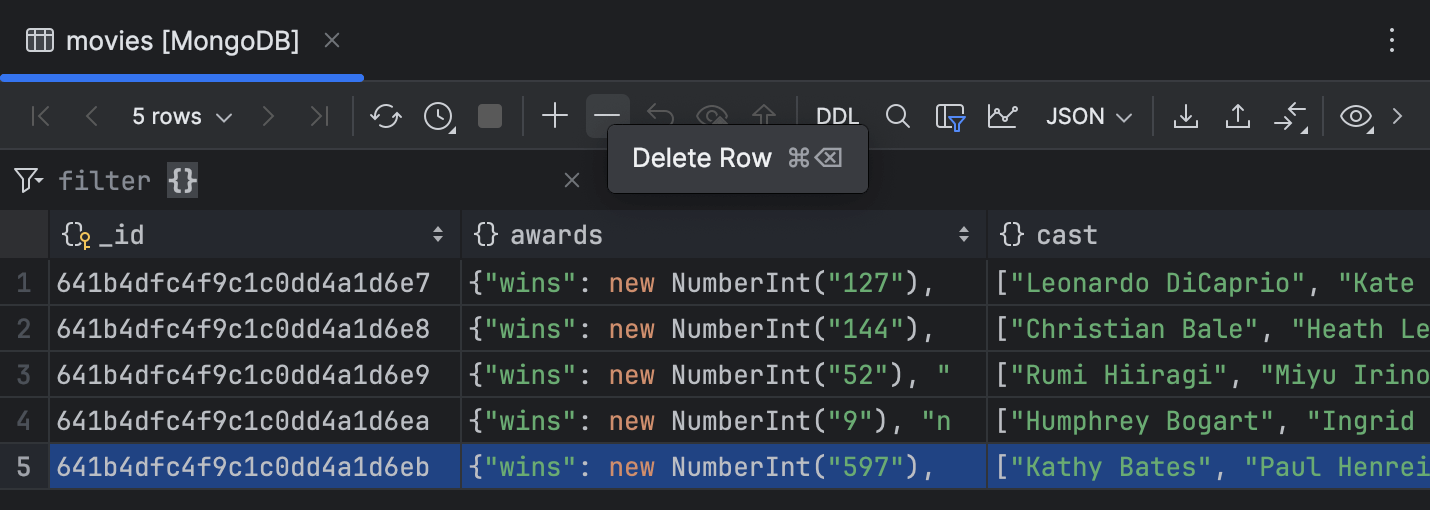 Editing data in MongoDB | RustRover Documentation