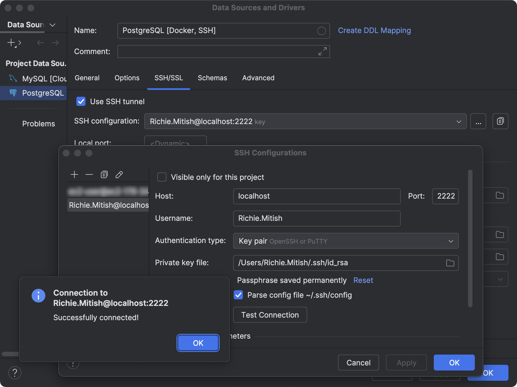 Connect to a database with SSH | RustRover Documentation