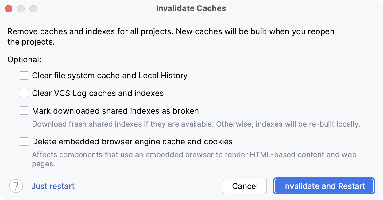 Invalidate caches | IntelliJ IDEA Documentation