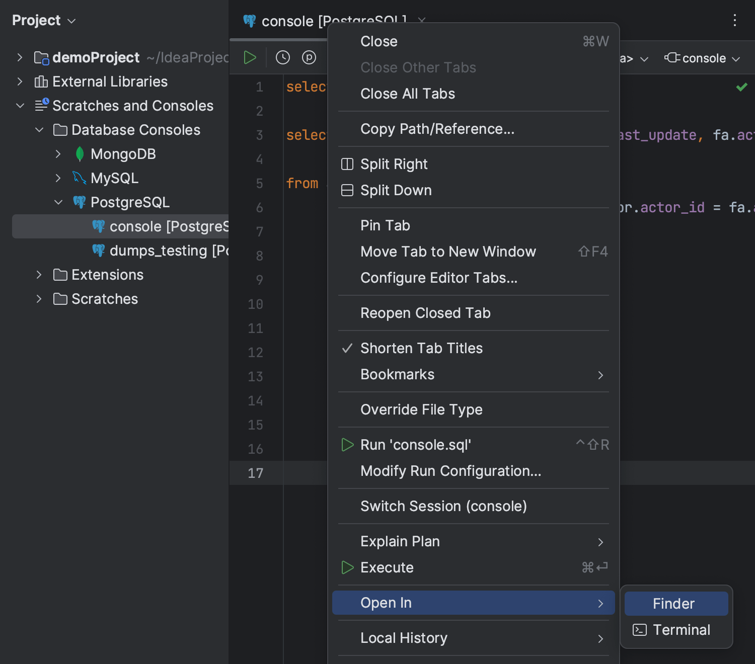 Query consoles | IntelliJ IDEA Documentation