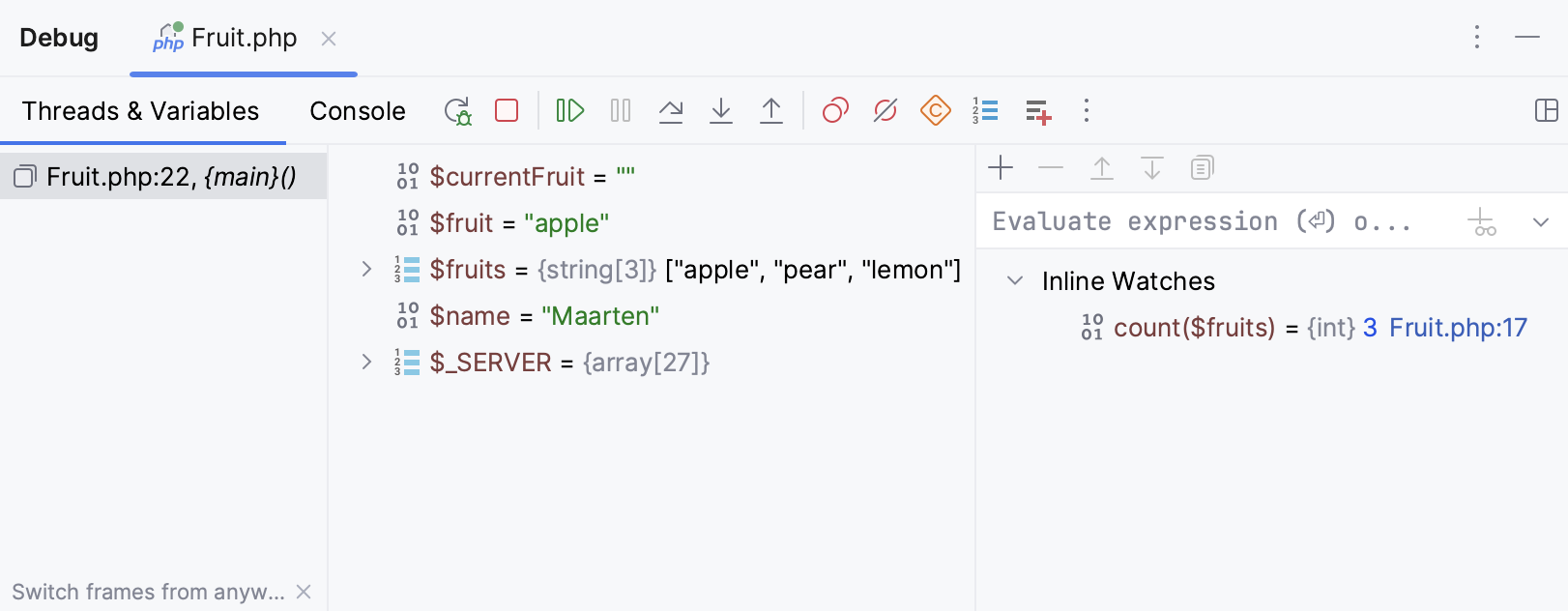 Debug tool window | PhpStorm Documentation