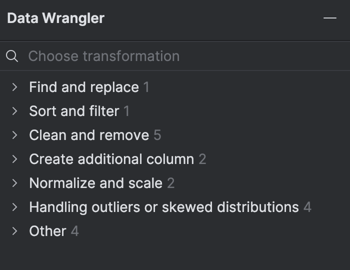 使用 Data Wrangler | PyCharm 文档