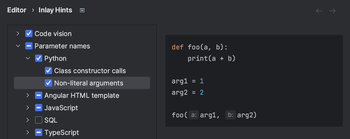Inlay Hints | PyCharm Documentation