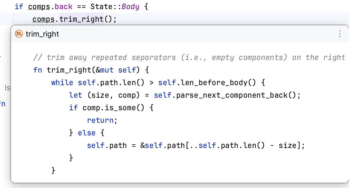 Code reference information | RustRover Documentation