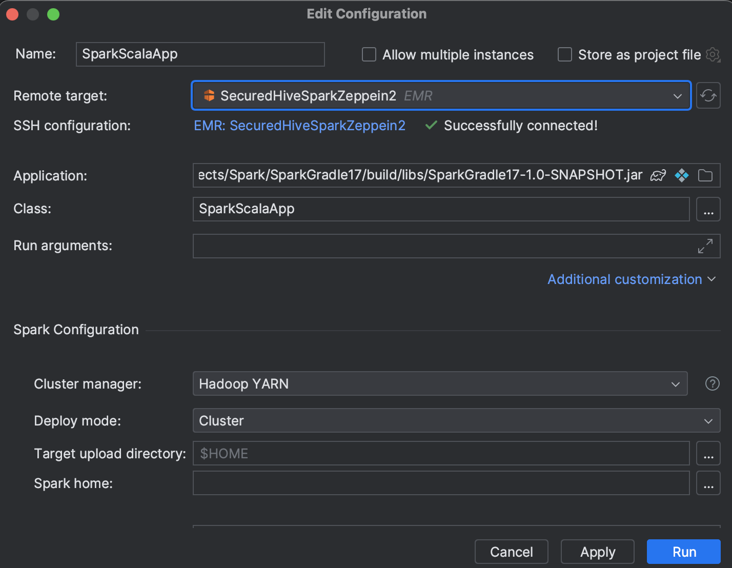 Spark Submit run configuration | PyCharm Documentation