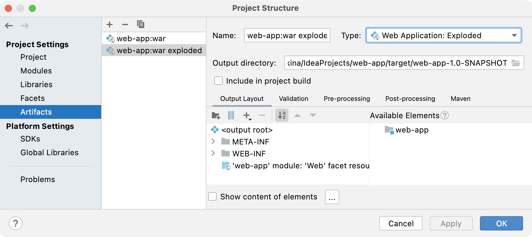 Configure Web application deployment | IntelliJ IDEA Documentation