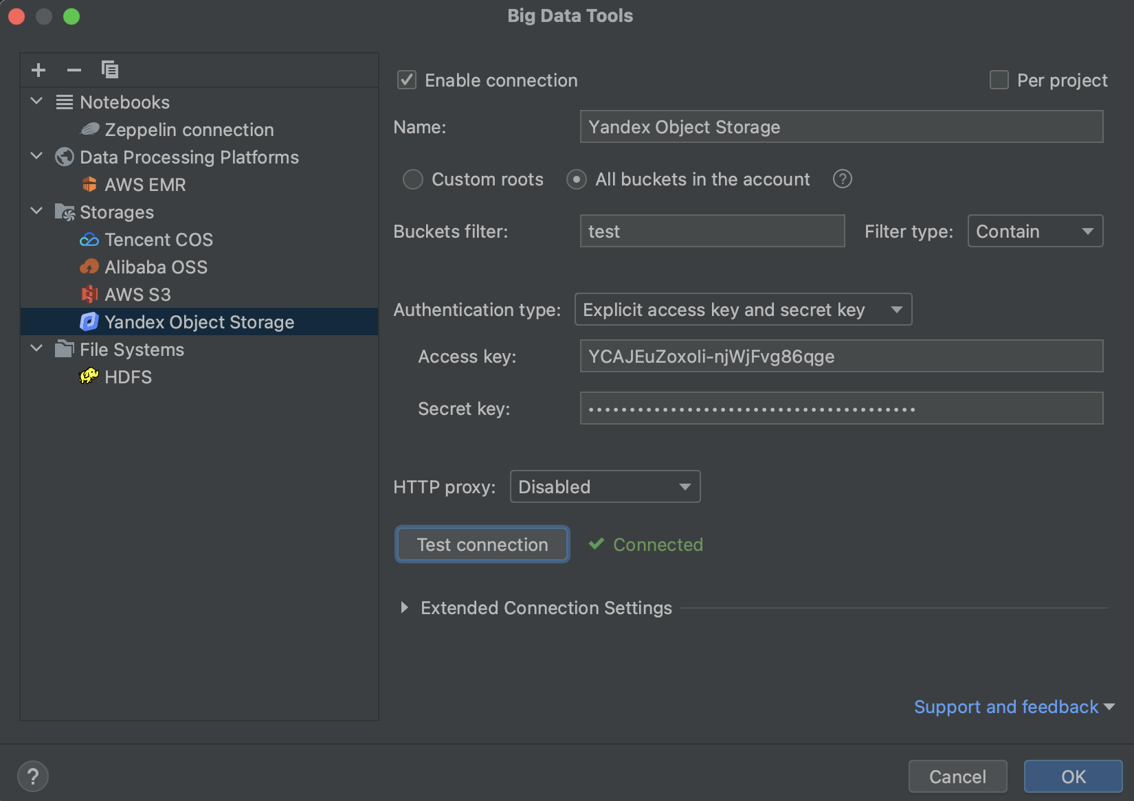 Yandex Object Storage | DataGrip Documentation