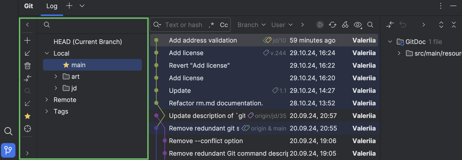 Manage Git branches | IntelliJ IDEA Documentation