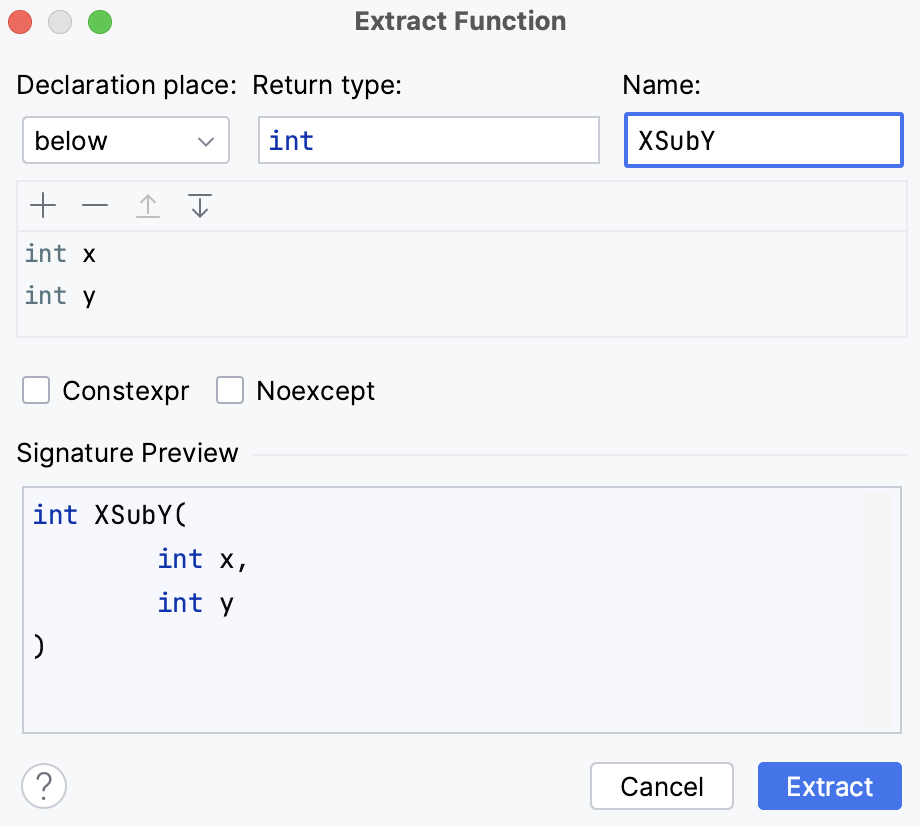 Extract function | CLion Documentation