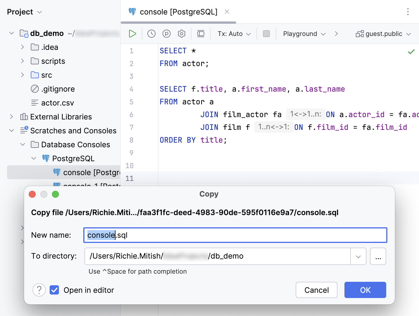Query consoles | IntelliJ IDEA Documentation