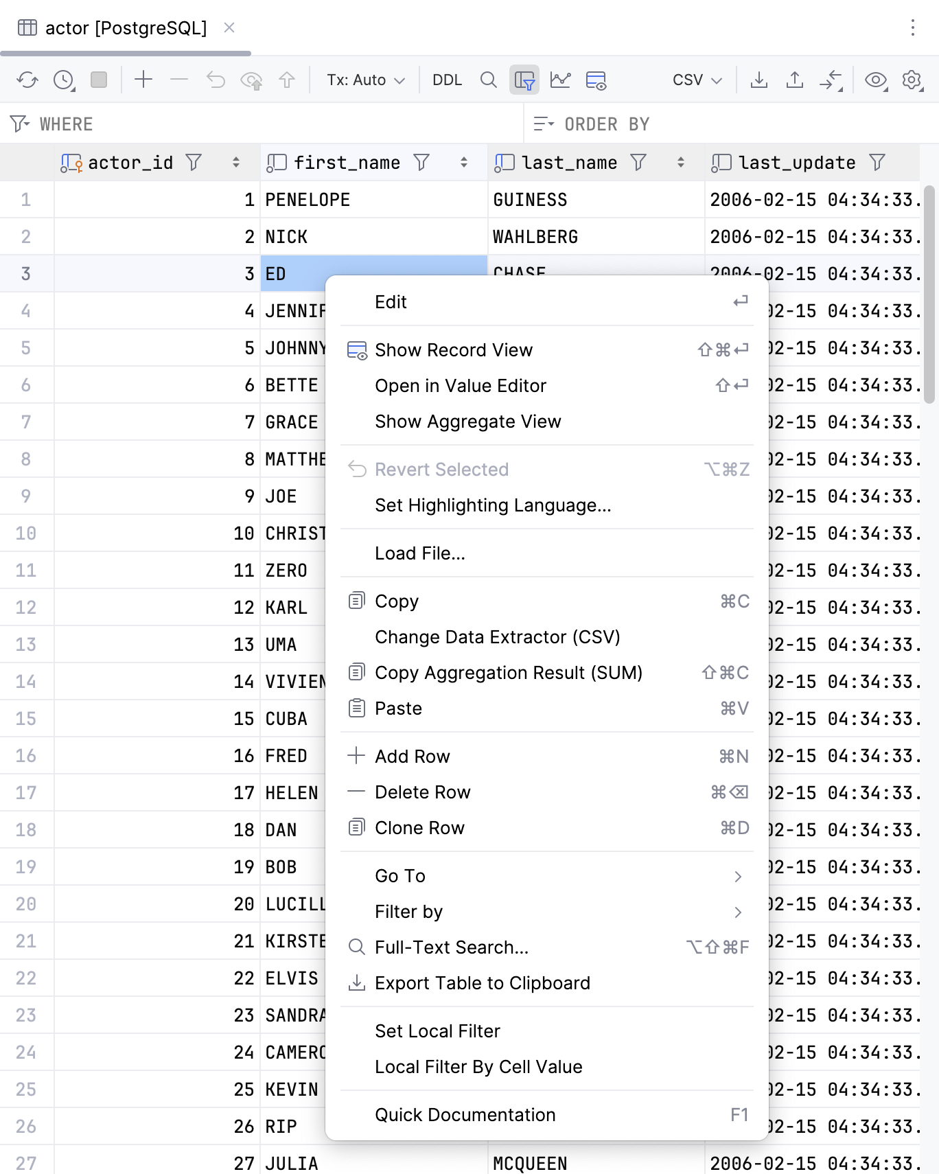 Data editor and viewer | IntelliJ IDEA Documentation